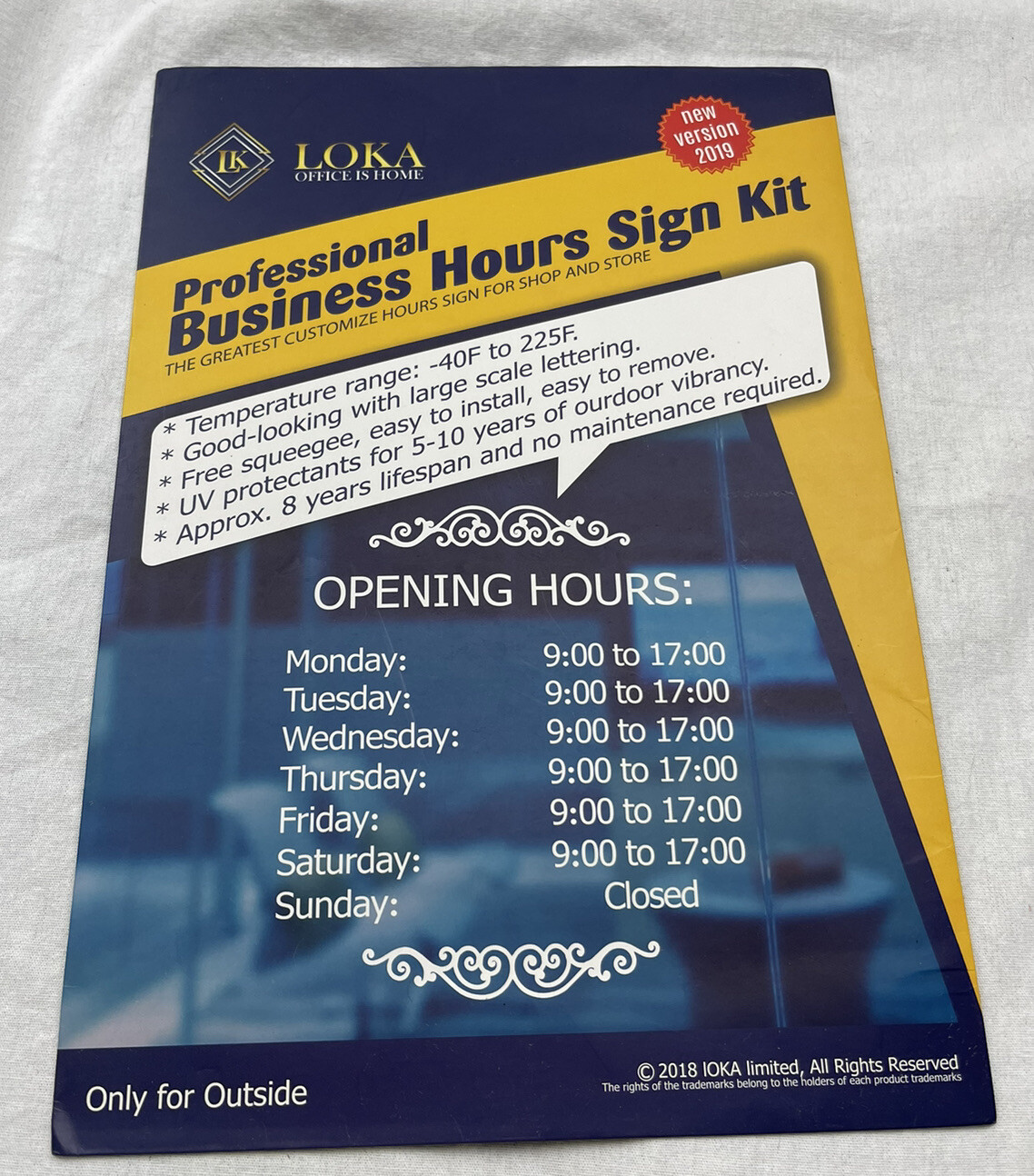 Lokaus Professional Business Hours Sign Kit 20x20 Inches Changeable ...