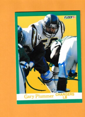 Gary Plummer San Diego Chargers AUTO Signed 1991 Fleer Fremont ...