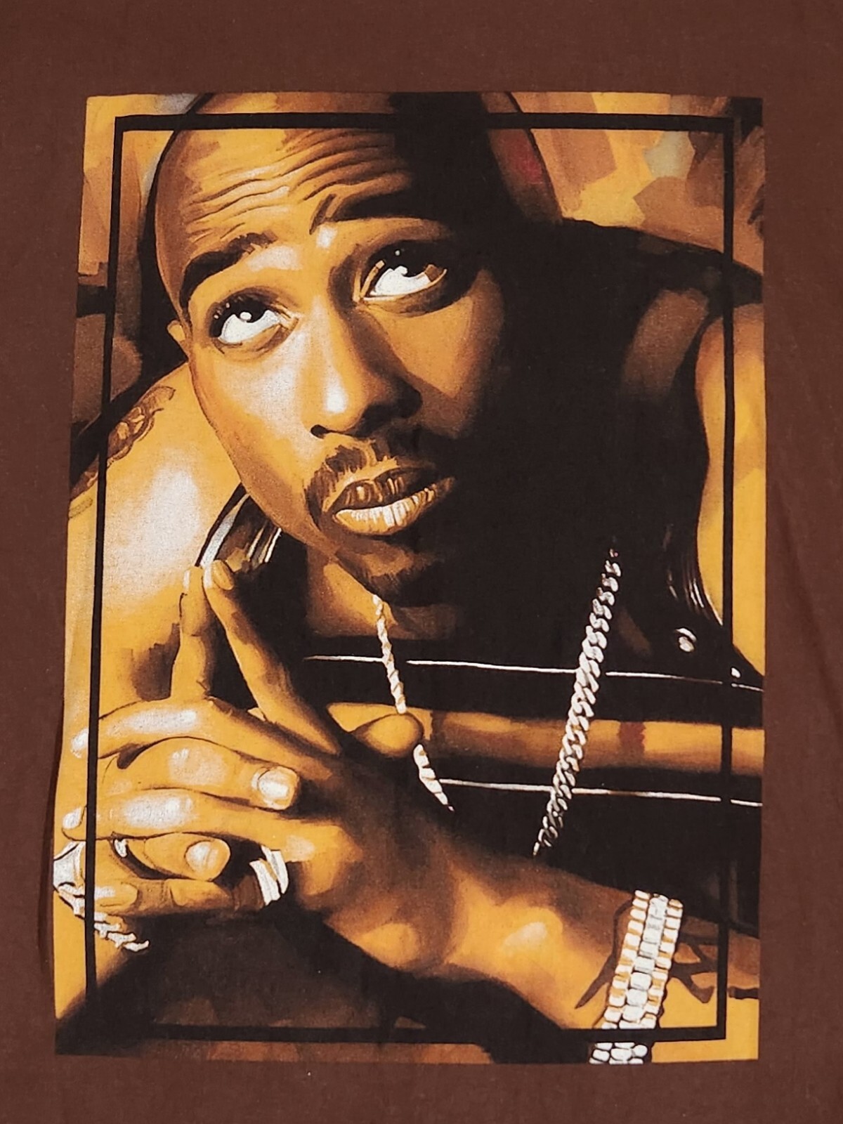 Vintage 2000s Tupac Shakur Memorial Rap Tee Brown Shi… - Gem