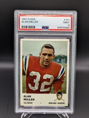 1961 Fleer #191 Alan Miller PSA 9 Mint Oakland Raiders Football Card | eBay