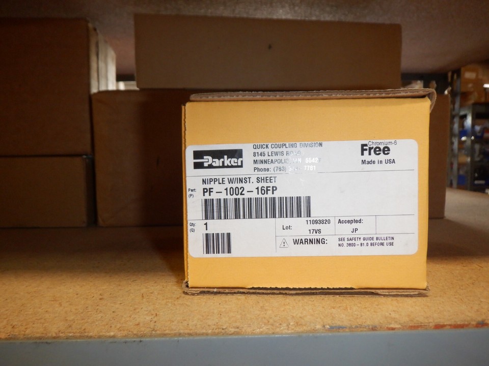 NEW PARKER PF-1002-16FP 1in NON-SPILL TRANSFER QUICK COUPLING/ NIPPLE ...