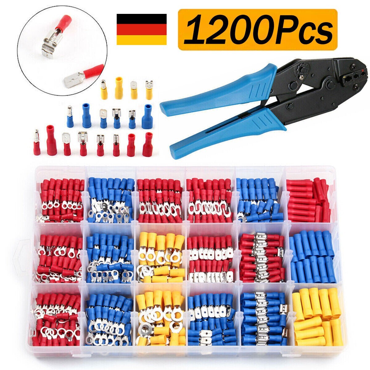 1200X Kabelschuhe Sortiment Box Auto KFZ Steckverbinder Satz ...