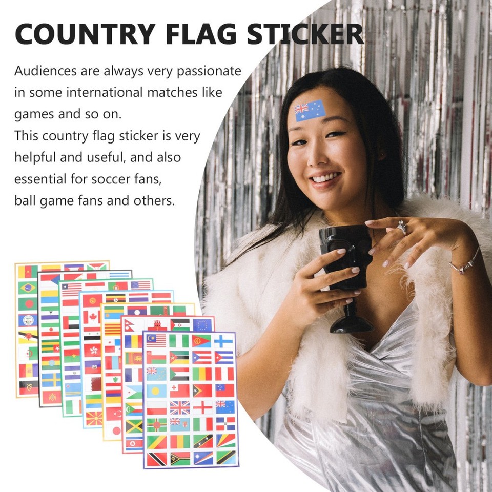 2 Sets Flag Pattern Face Stickers Decorative Country World Football ...