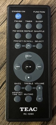 TEAC RC-1090 Micro Cd Stereo iPod Dock REMOTE CONTROL MC-DX32I CD-X10I ...