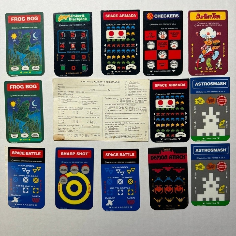 Intellvision overlay insert cards lot with coleco registration card | eBay
