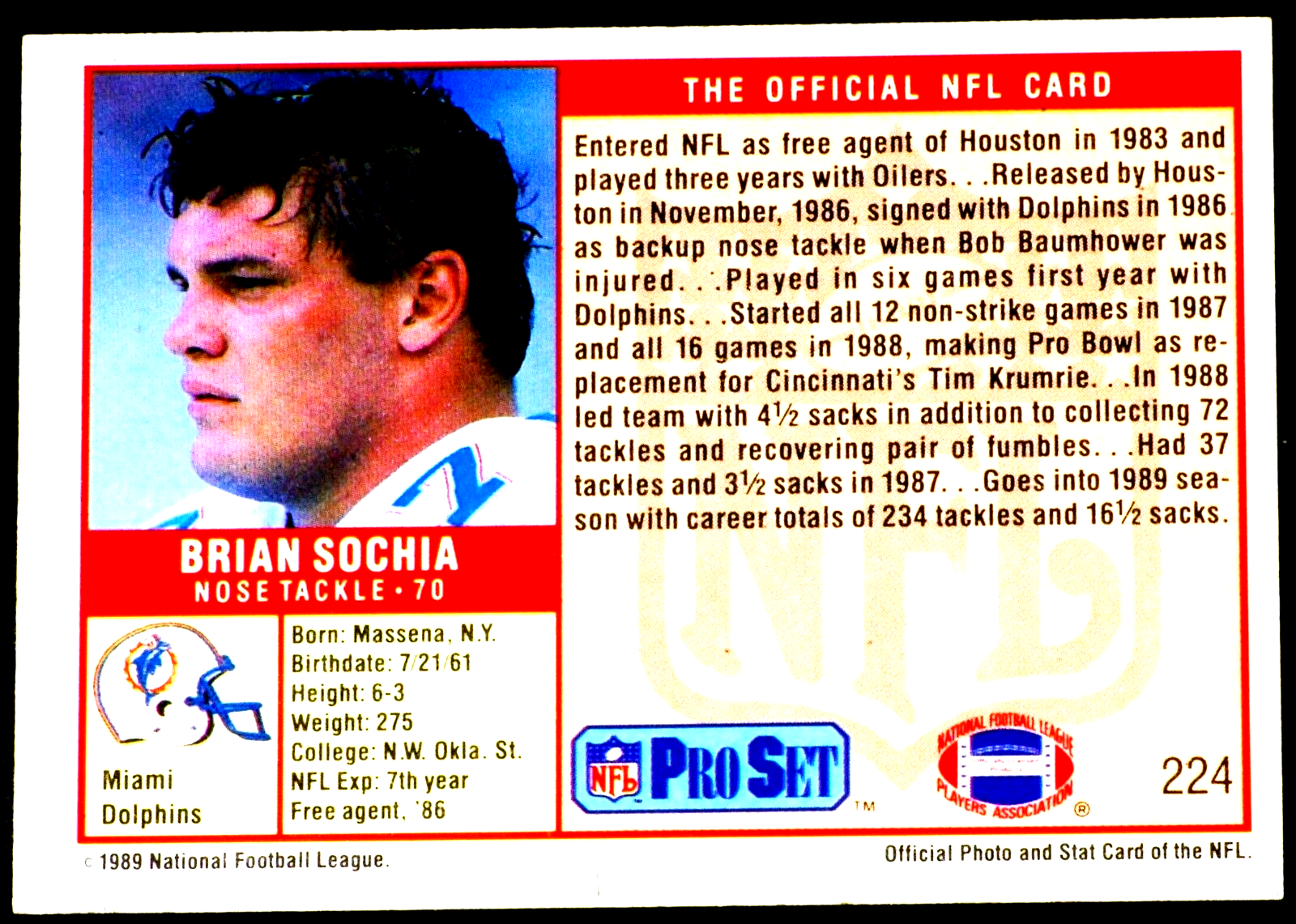 1989 Pro Set - #224 Brian Sochia (RC) for sale online | eBay