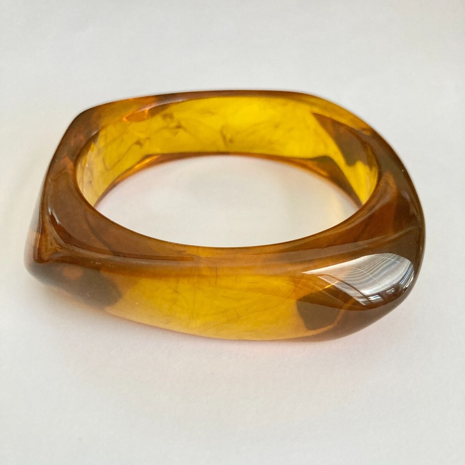 Vintage Lucite Acrylic Faux Honey Amber Tortoise Shell Bracelet Bangle Retro 8" | eBay