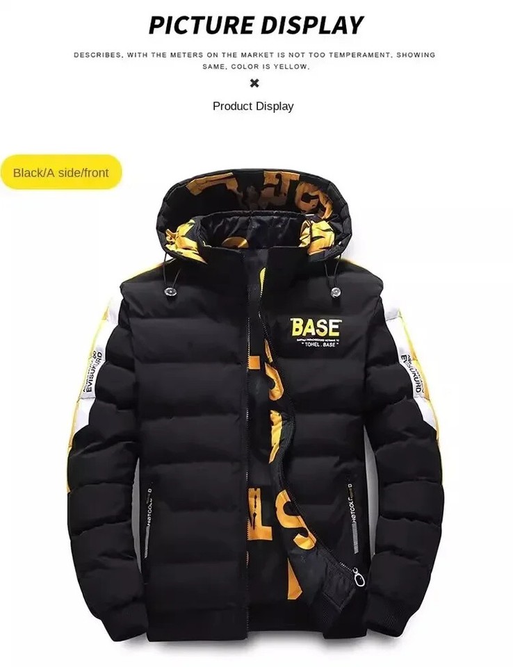 Winter Mens Padding Jacket Fashion Thicken Thermal Parka Casual Outwear ...