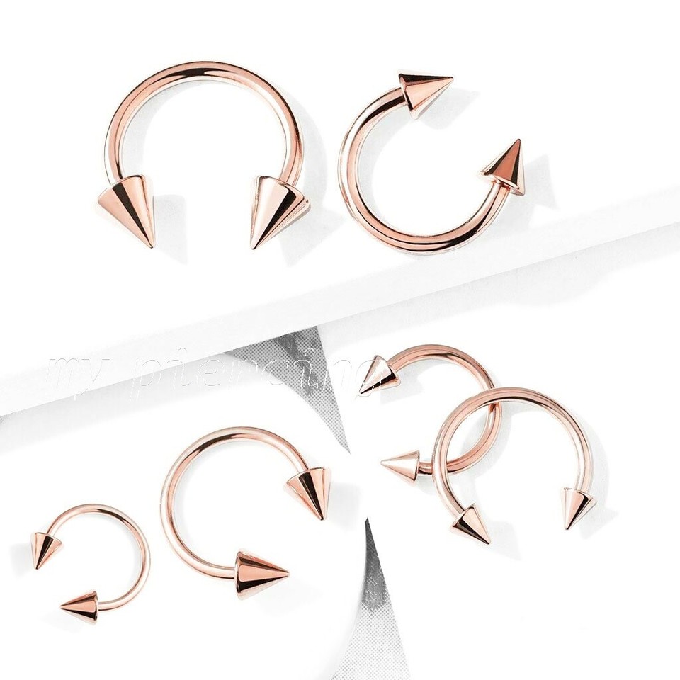 1PC. Rose Gold Plated Surgical Steel Spiked Horseshoe Circular Ear ...