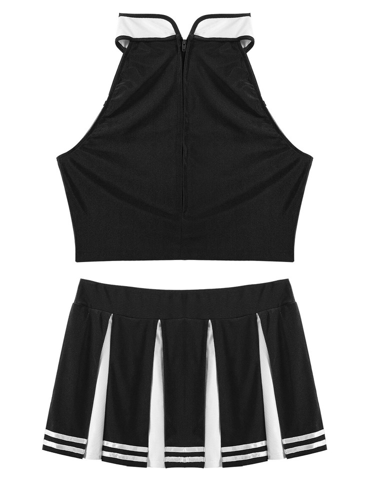 Women Cheer Leader Costume Mini 2 Piece Cheerleading Fancy Dress Outfit ...