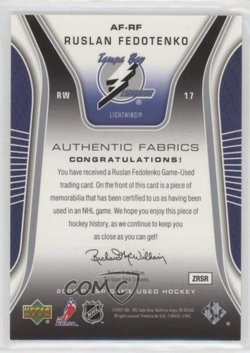 2006-07 SP Game Used Edition - Authentic Fabrics Jersey #AF-RF Ruslan ...