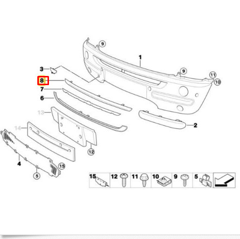 NEW MINI R50 FRONT BUMPER DECORATIVE CHROME COVER TRIM 51117032900 ...