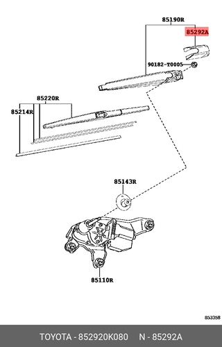 Genuine OE windshield wiper arm cap, 852920K080 for TOYOTA 85292-0K080 ...