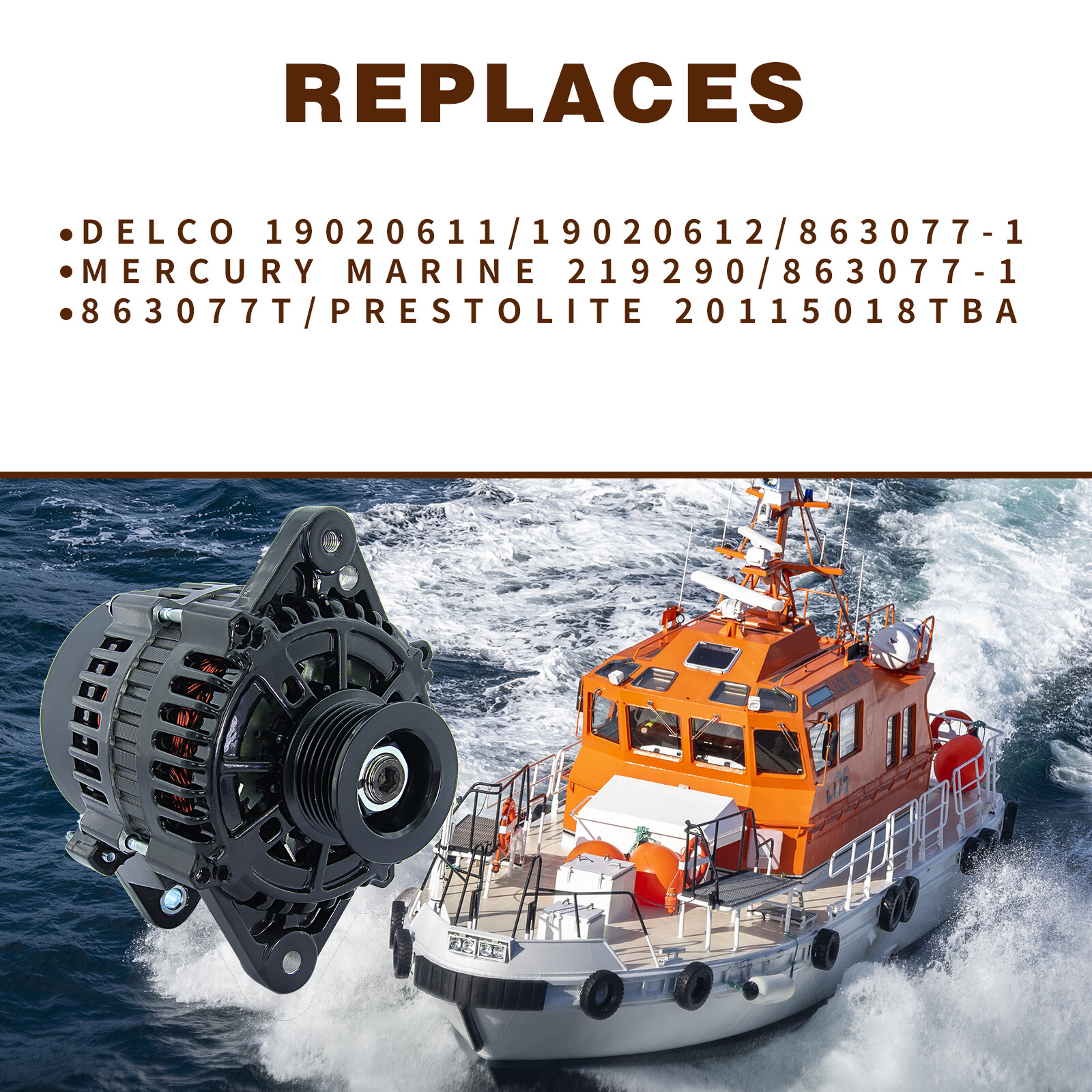 New Marine Alternator For Mercruiser A1668 219290 9-19111 8461N 4.3 5.0 ...