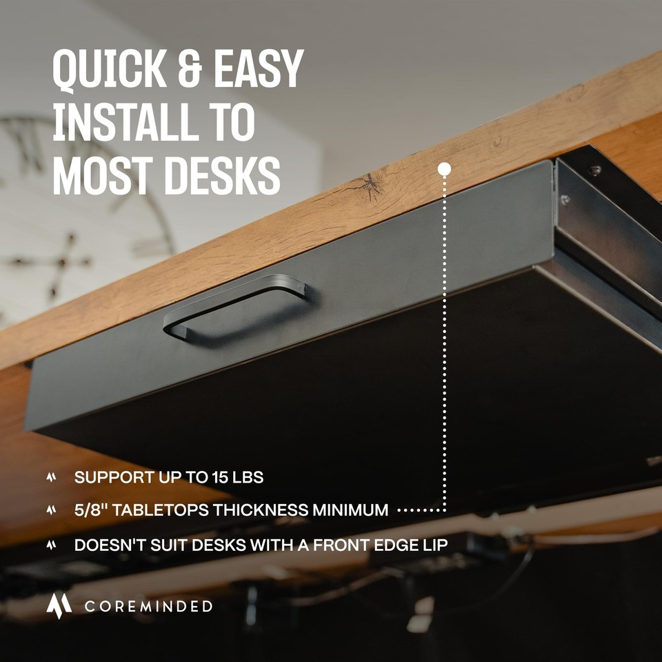 Under Desk Drawer Slide Out Attachment - Carbon Steel Undermount Table ...