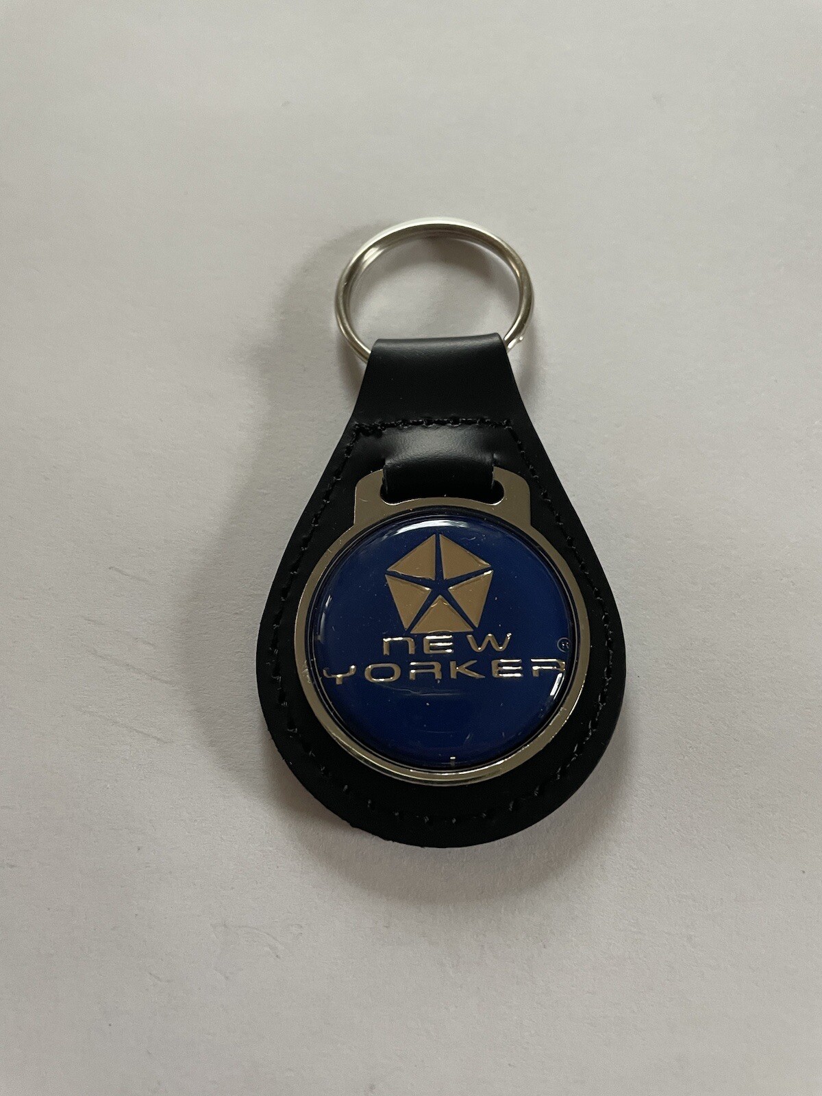 Chrysler New Yorker Keychain Black Leather Key Fob Key Chain Blue ...