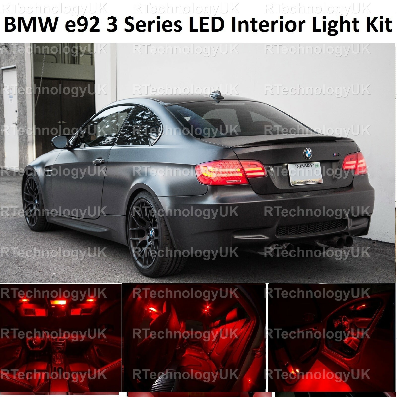 RED PREMIUM BMW 3 SERIES E92 INTERIOR PURE FULL UPGRADE LED LIGHT BULBS ...