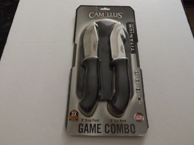 Camillus Game Combo 2 PC Knife Set Drop Point Gut Hook Hunting Titanium ...