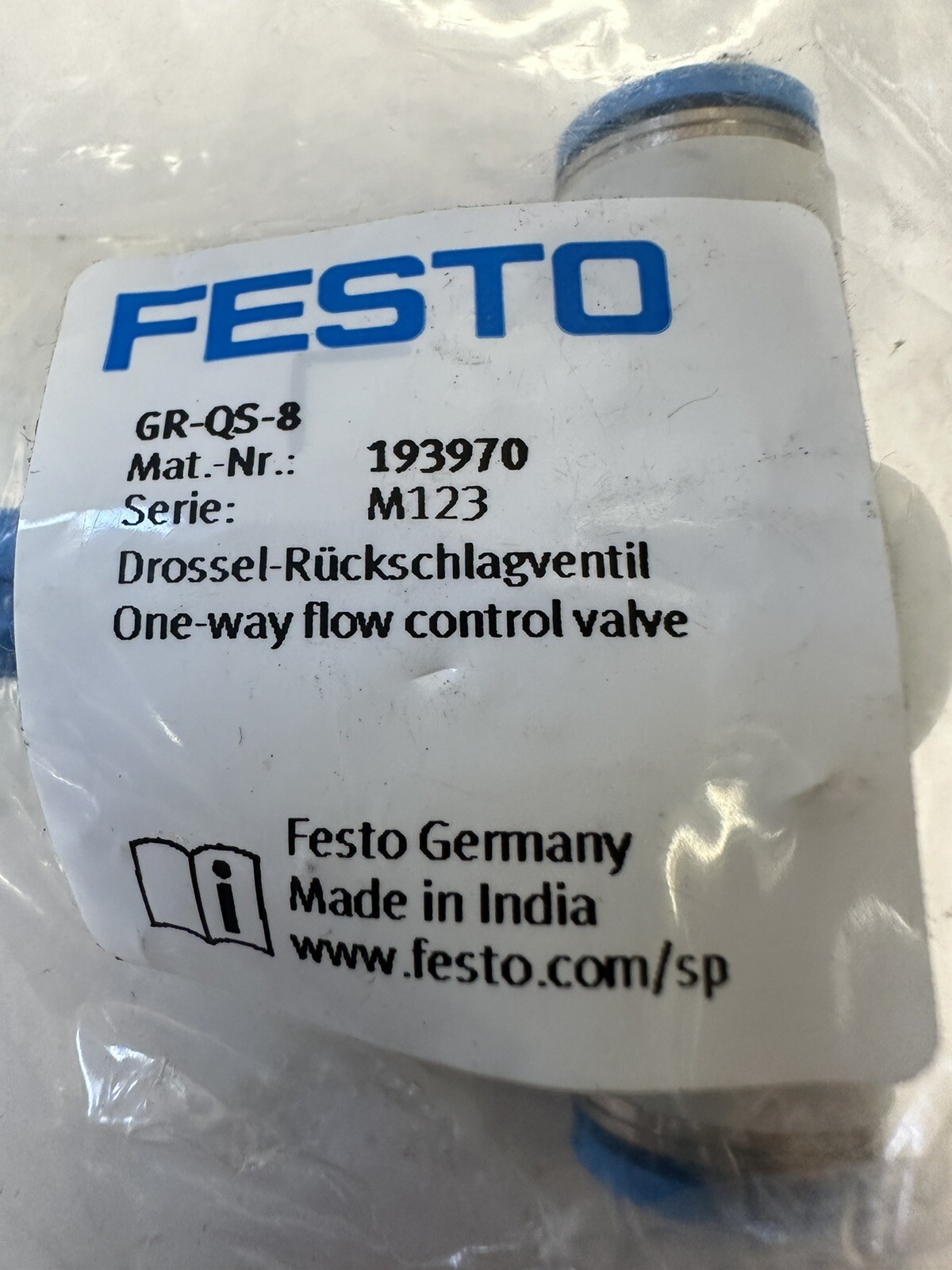 Festo Válvula De Control GE-QS-8 193970 | eBay