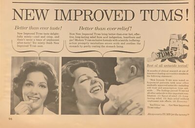 1963 Tums Antacid New Improved Minty Fresh Tums For The Tummy VTG 1960s ...