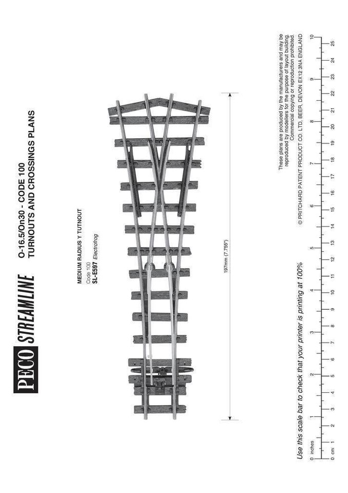 Turnout, Medium Radius - Peco On30 / O-16.5 gauge SL-E597 | eBay