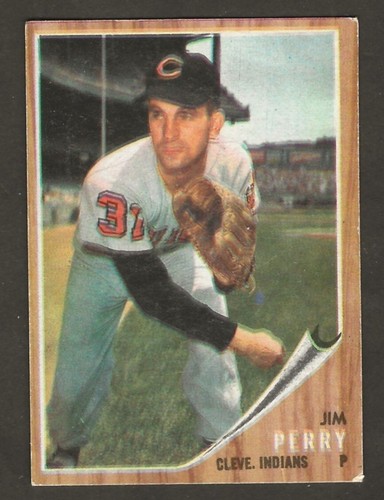 1962 Topps #405 JIM PERRY, Indians, RARE, Double Exposure, Color Shift ...
