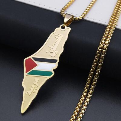 Palestine Map National Flag Pendant & Necklace, Country Map Jewelry ω ...