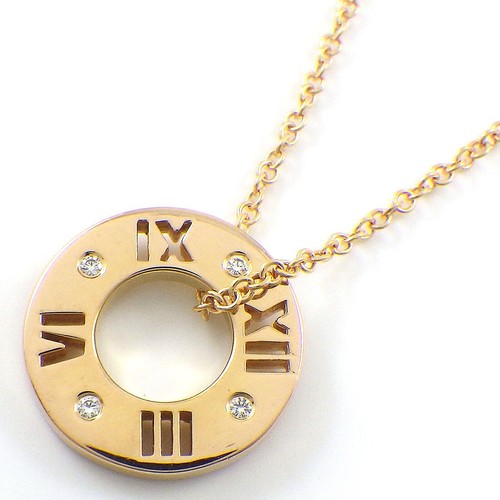 Tiffany & Co. Necklace Atlas Pierced Circle Round 4 Point Diamond 750 ...