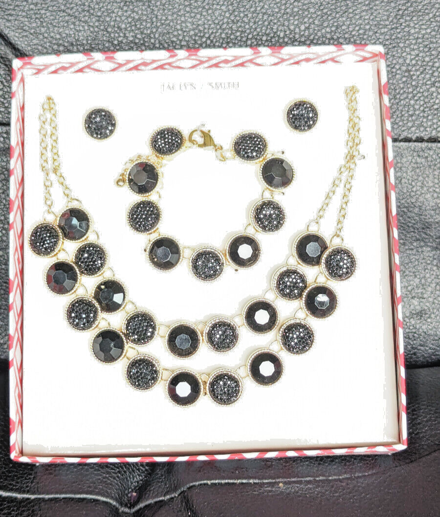 Jaclyn Smith (New in Box) Black Sparkle Gem Necklace/Bracelet/Earring ...
