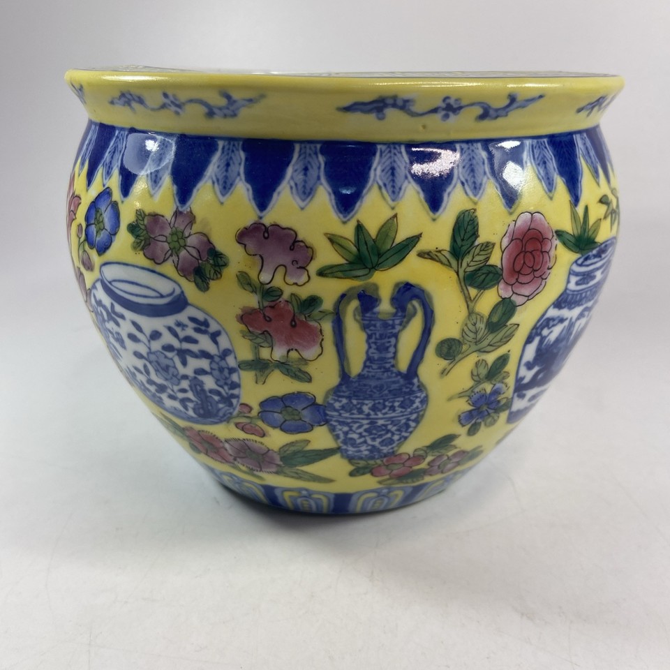 VTG Andrea By Sadek Chinese Chinoiserie Koi Pot Garden Planter Cachepot ...