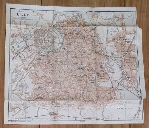 1910 ORIGINAL ANTIQUE CITY MAP OF LILLE / FRENCH FLANDERS / FRANCE | eBay