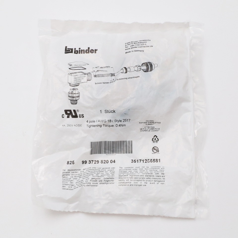 Binder 4 pole / AWG 18 / Style 2517 | eBay