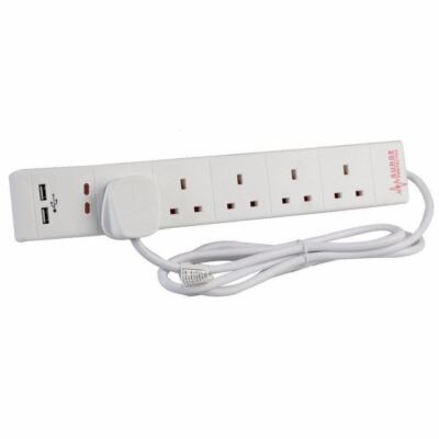 NEW 4 GANG 2 METRE HEAVY DUTY CASSETTE REEL EXTENSION LEAD CABLE CUT ...