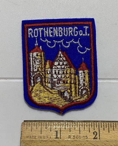 Rothenburg Odt. Germany Medieval Town Blue Felt Embroidered Souvenir ...
