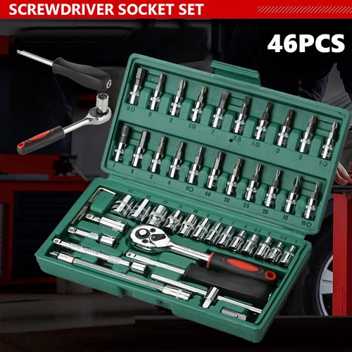 46Piece 1/4 Drive Bit Torx Bit Socket Wrench Set Car Repairing Tool Kit ...