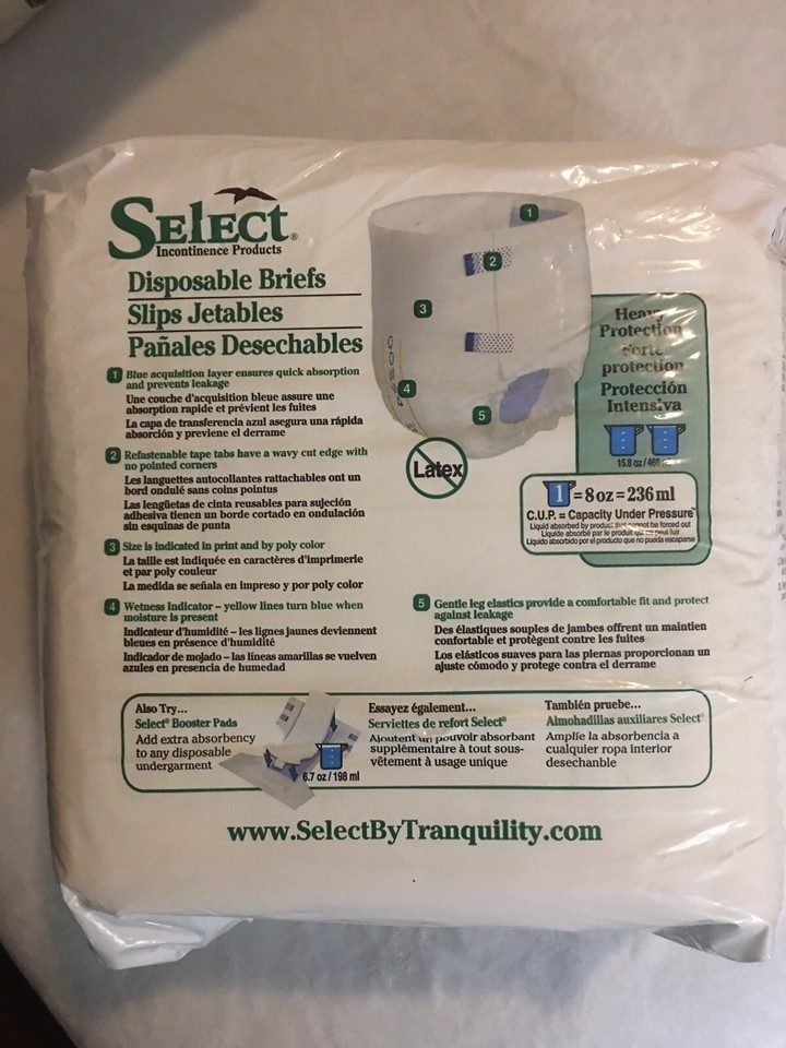 Select Disposable Fitted Briefs Size Medium,32"-44", Pack of 12 | eBay