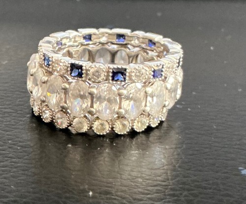 QVC Diamonique Set of 3 Stackable Ring Sterling Silver Eternity Band ...