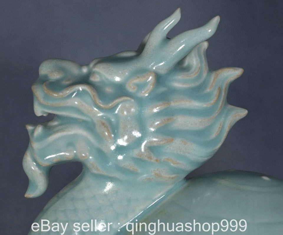 7.3"Song Dynasty Marked Ru Kiln Porcelain Fengshui Dragon Turtle Beast ...
