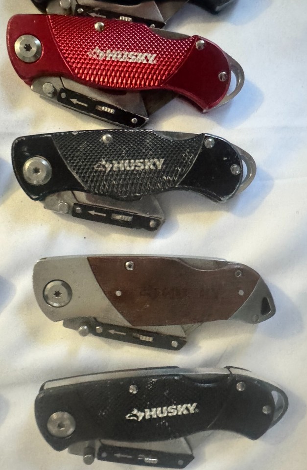 Lot of 4 HUSKY Black Folding Replaceable Lock-Back Box Cutter Utility ...