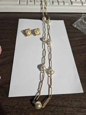 Avon Pearl Link Necklace And Earrings | eBay