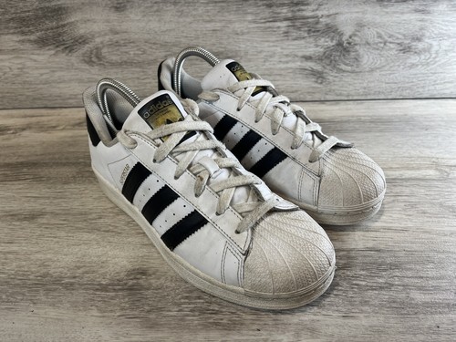 Adidas Shoes Womens 8 White Black Superstar Shell Toe Flat Sneakers ...