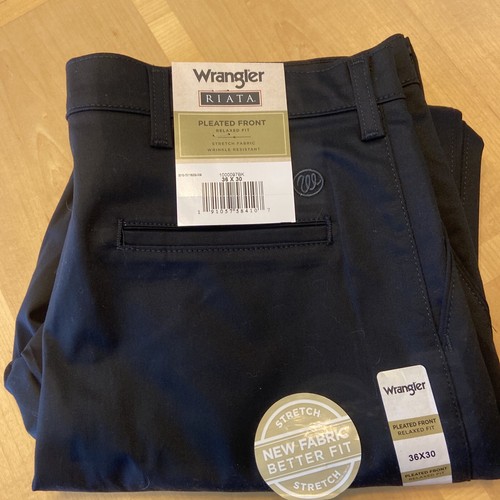 Wrangler Riata Pants 36x30 Pleated Relaxed Fit Mens Black | eBay
