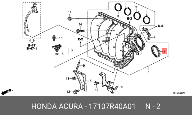 Genuine OE Gasket Rubber 17107R40A01 for Honda 17107-R40A01 online ...