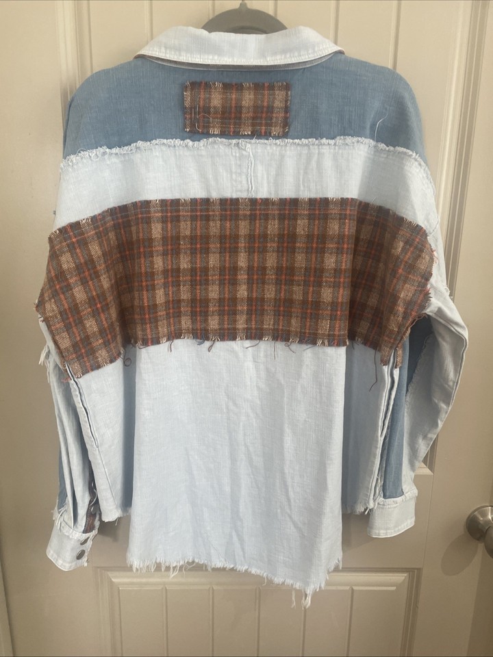 Oli & Hali Medium Denim And Brown Plaid Top | eBay