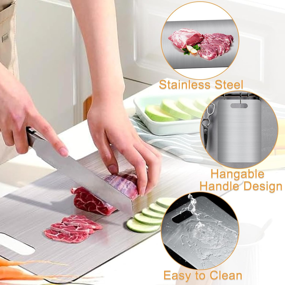 Tagliere Da Cucina in Acciaio Inox 304, Doppio Lato, Senza BPA, Ideale ...