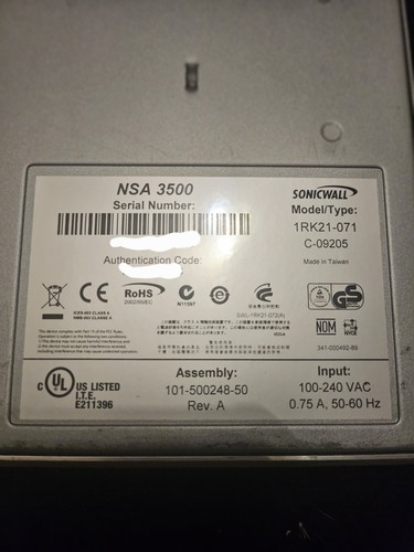 SonicWall NSA 3500 Firewall Network Security Appliance untested | eBay