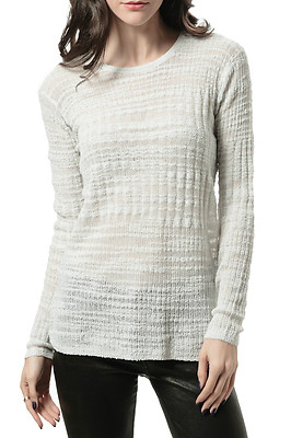 NWT HELMUT LANG Eroded Thread Long Sleeve Top Size Large light grey ...