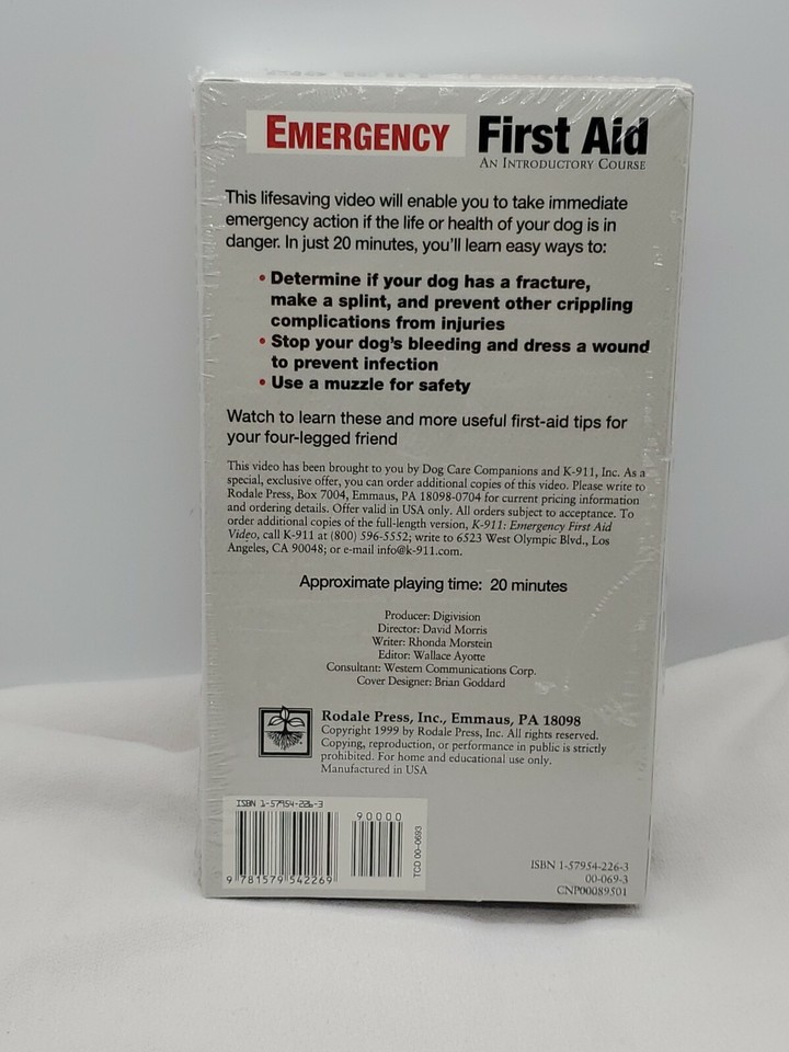 Emergency First Aid for Your Dog: An Introductory Course (VHS, 1999 ...
