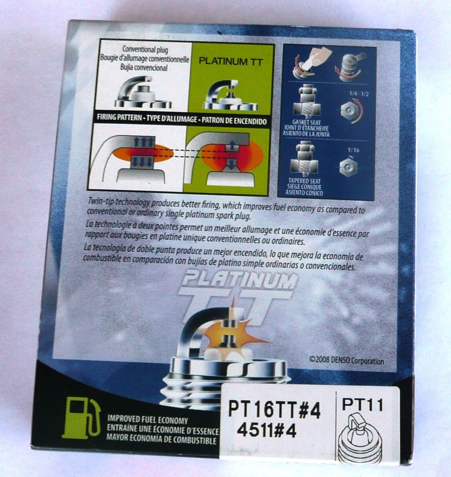 FOUR (4) Denso 4511, PT16TT Spark Plugs, UPC 042511451148, Made in ...