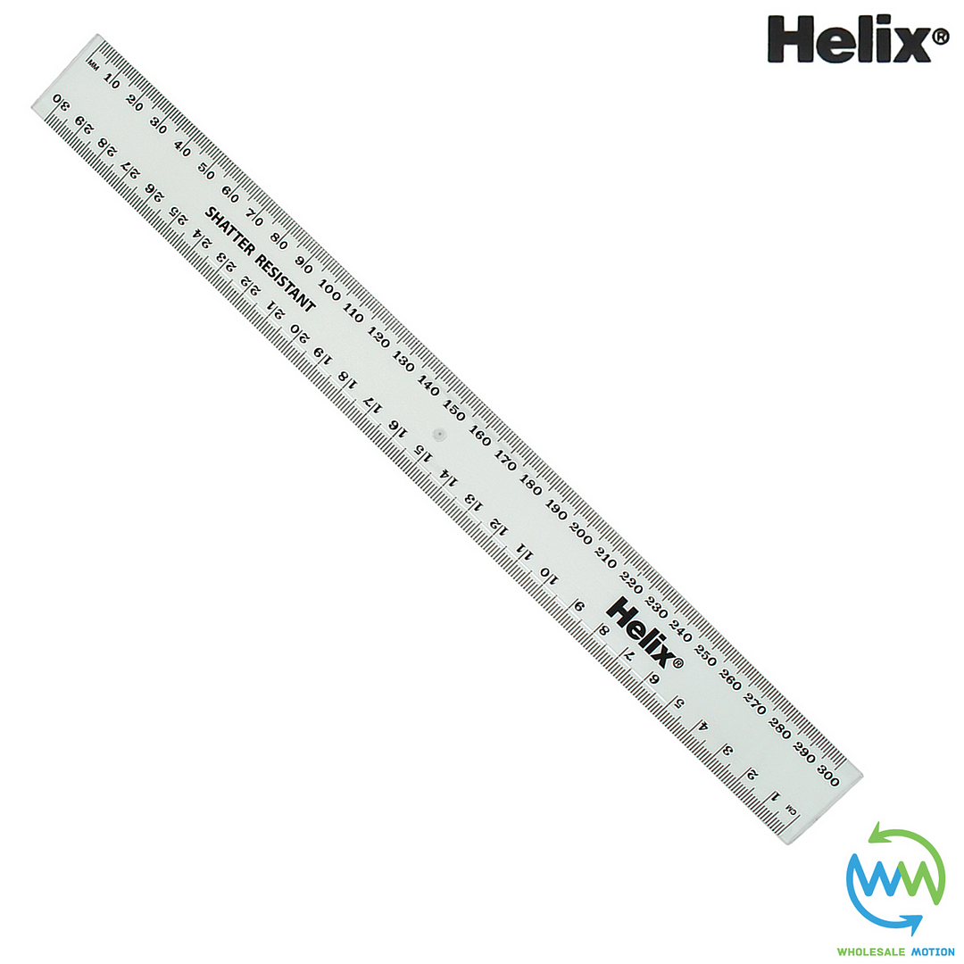 HELIX 30cm Ruler WHITE 12" SHATTER RESISTANT School Exam 12 Inch Rulers ...